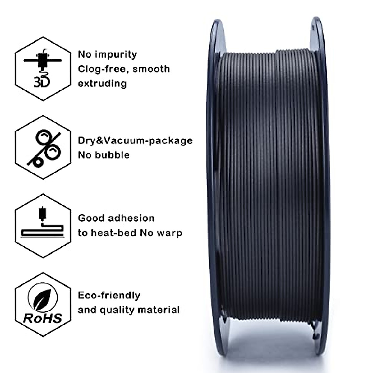 ZIRO Carbon Fiber PLA Filament 1.75mm,3D Printer Filament Carbon Fiber PLA 1.75mm 0.8KG Spool - Black