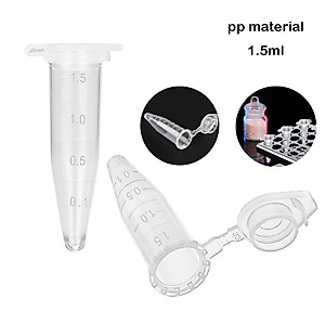 50Pcs 1.5ml Microcentrifuge Tube with Snap Cap, Clear Plastic Centrifuge Tubes Small Sample Bottle Mirco Test Tubes for Sample Storage Container