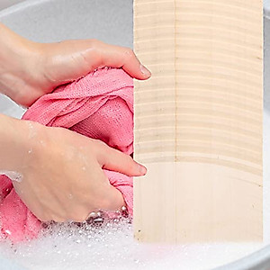 TOPBATHY Wooden Clothes Washboard Hand Wash Laundry Board Scrubbing Washboard for Home Store School
