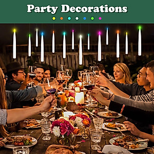 Color Changing Floating Candles with Magic Wand Remote, Christmas Decorations Magical Hanging Candles, 12Pcs Flameless Taper Candle with Multi-Color Battery Operated Window Candles for Christmas Decor