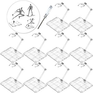XISTEST Action Figure Stand, 10 PCS Assembly Action Figure Display Holder Base Doll Model Support Stand Compatible with HG RG SD SHF Gundam 1/144 Toy Clear