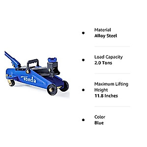 TONDA Floor Jack, Hydraulic Portable Car Lift Jack, 2 Ton (4,000 lb) Capacity, Blue