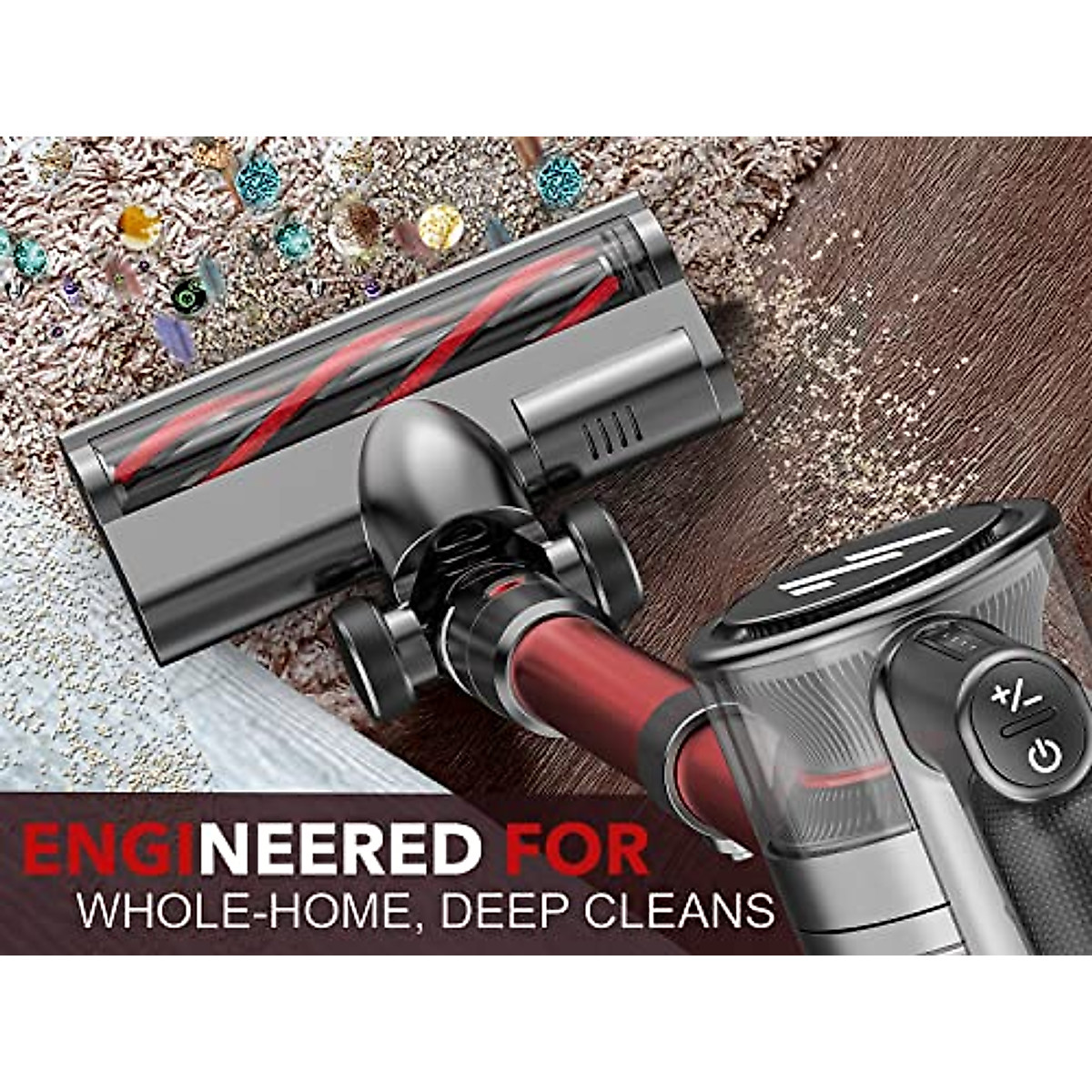 Stick Cordless Vacuum Cleaner with 2200mAh Powerful Lithium Batteries, Up to 35 Mins Runtime, 4 in 1 Lightweight Quiet Vacuum Cleaner Perfect for Hardwood Floor