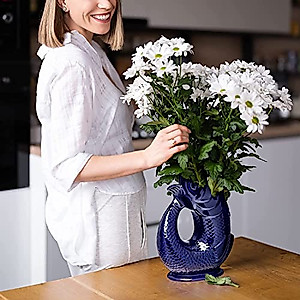 The Bubble Jug® Dark Cobalt Blue 50 fl oz 1.5L Litre Extra Large Glug Gurgle Pitcher Jug - Fish Shaped Jug - Decorative Ceramic Glugging Cocktail, Water and Gin Jug and Gurgling Carafe Pot