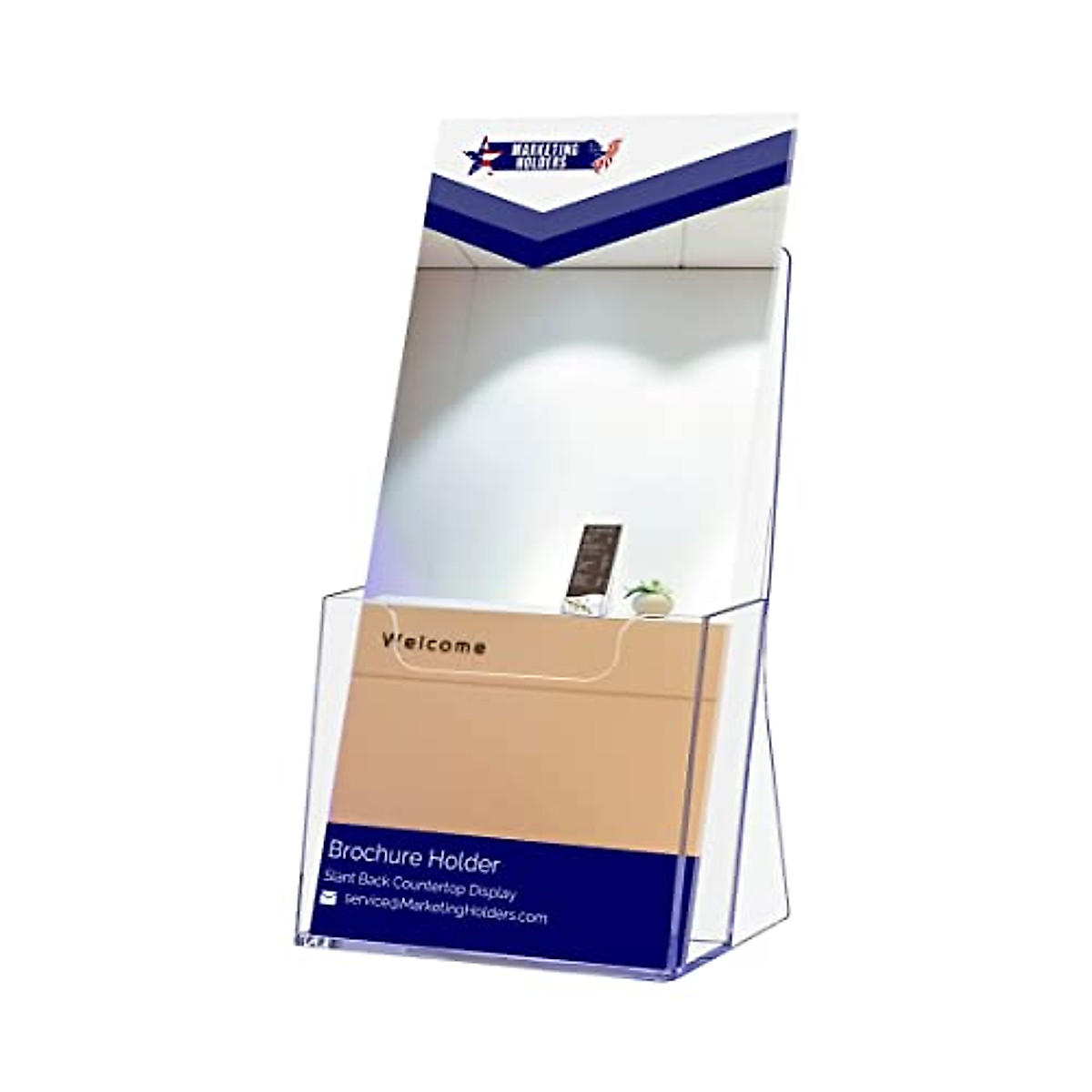 Marketing Holders Tri Fold Display 4.25”W Pamphlet Menus Maps Organizer Value Pack of 2 Countertop Clear Acrylic Single Pocket Brochure Holder Ad Trade Show Flyer