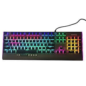 Netis K3101 Wired Mechanical Gaming Keyboard Rainbow Backlit Cherry MX Red Switches Equivalent with Multimedia Wheel for Gaming and Office PC Laptop Desktop Computers