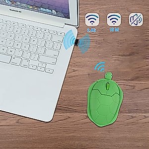 Wireless Mouse,Cute Animal Green Turtle Shape Portable Quiet Optical USB Mice, 1600 DPI 3 Buttons Silent Cordless Mouse for PC Laptop Computer Notebook MacBook Desktop