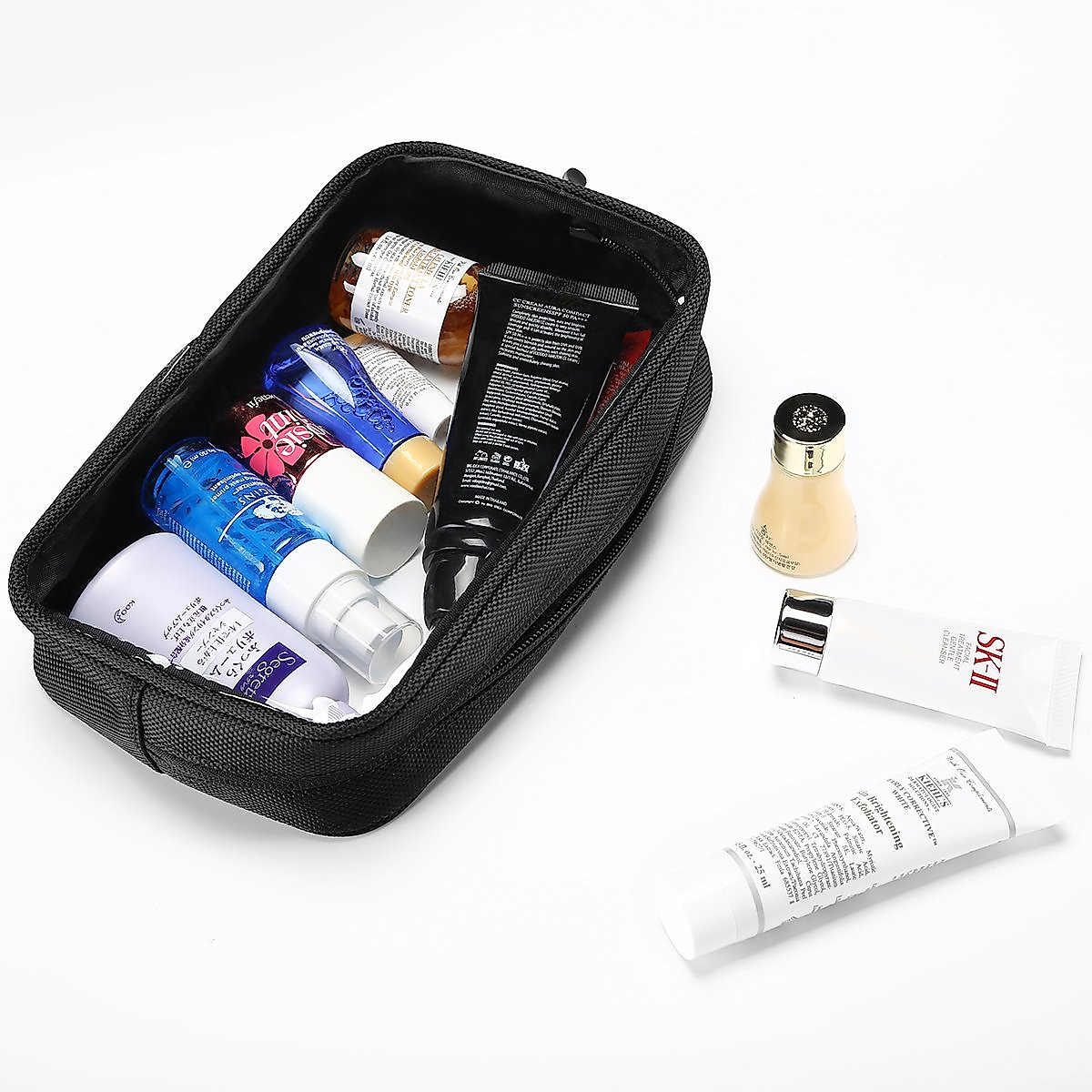 ProCase TSA Approved Travel Toiletry Bag Pouch, Matte Clear Travel Organizer Airport Carry-On Checkpoint Airline Compliant Storage Bag for Toiletries Liquids Creams and Cosmetics -Black