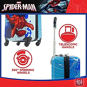 FUL Marvel Spider-Man 21 Inch Kids Rolling Luggage, Hardshell Carry On Suitcase with Wheels, Multi