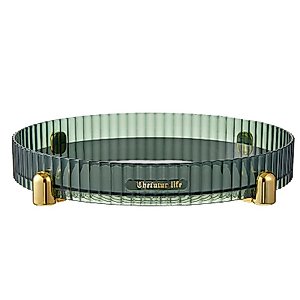 CESTATIVO Makeup Perfume Organizer, 360 Degree Rotating Lazy Susan, Bathroom Vanity Tray, Counter Organizer, Green