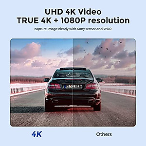 AZDOME 12" 4K Mirror Dash Cam, Split-Screen Display Rear View Mirror Camera, Waterproof Backup Camera, Dual Dash Camera for Cars, Night Vision, Parking Monitor, 64GB Card & GPS