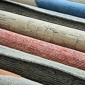 TOWN & COUNTRY LUXE Rita Ribbed Textured Hand Tufted 100% Wool Area Rug, Grey/Blue/Ivory, 8"x10"