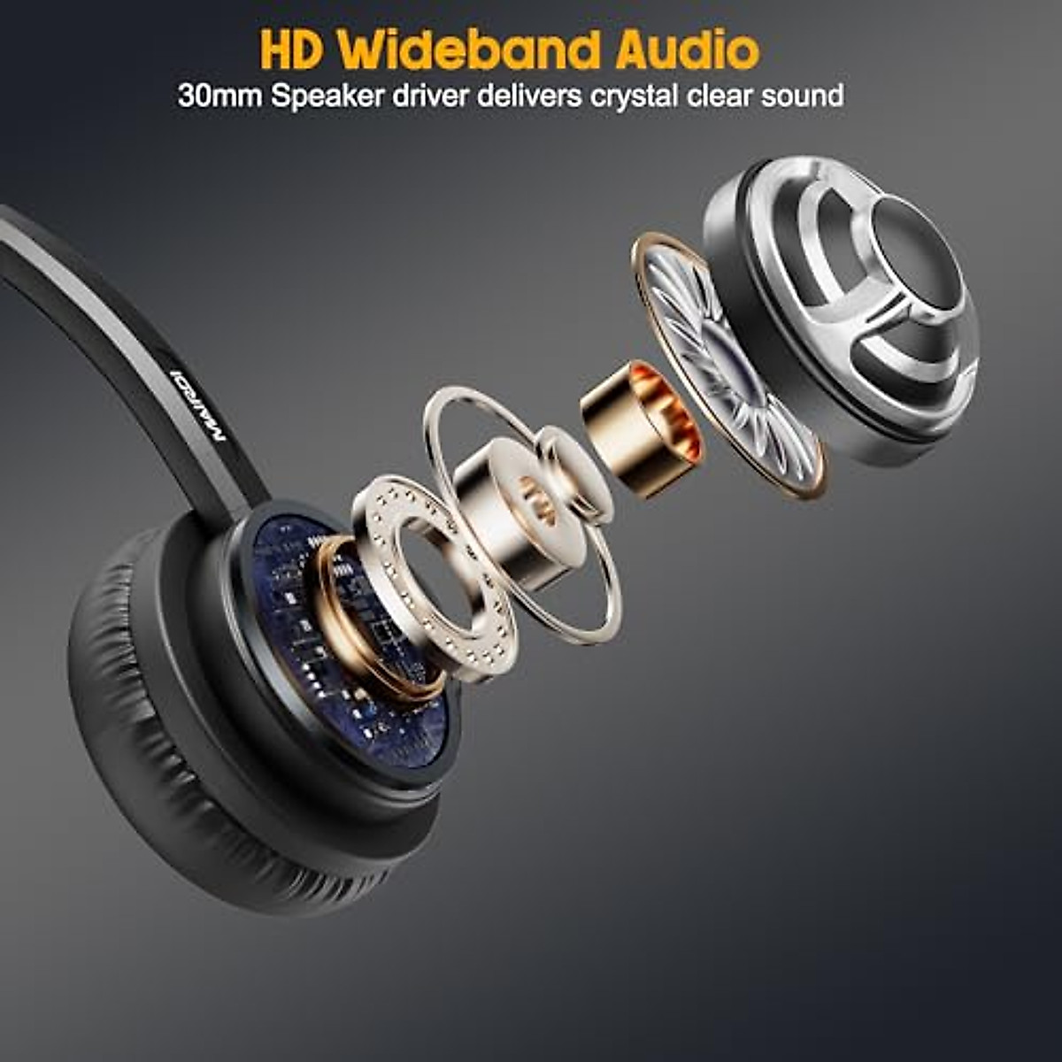 MAIRDI USB Headset with Microphone for Computer, PC Headset with Mic Noise Canceling for Laptop Teams Zoom Office Call Center Voip Phone Calls, Dictation Headset for Dragon Voice Recognition