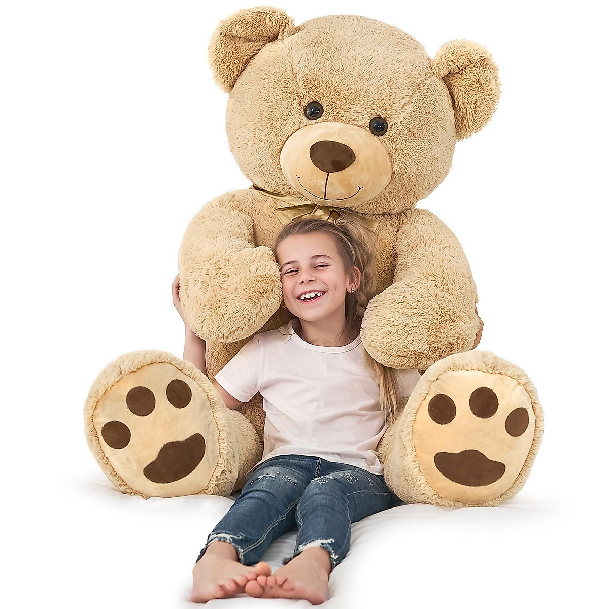 Tezituor Giant Teddy Bear Stuffed Animal,Brown Life Size Plush Teddy Bear,Soft and Cuddly Mother and Baby Set Plush Gift,52 Inches