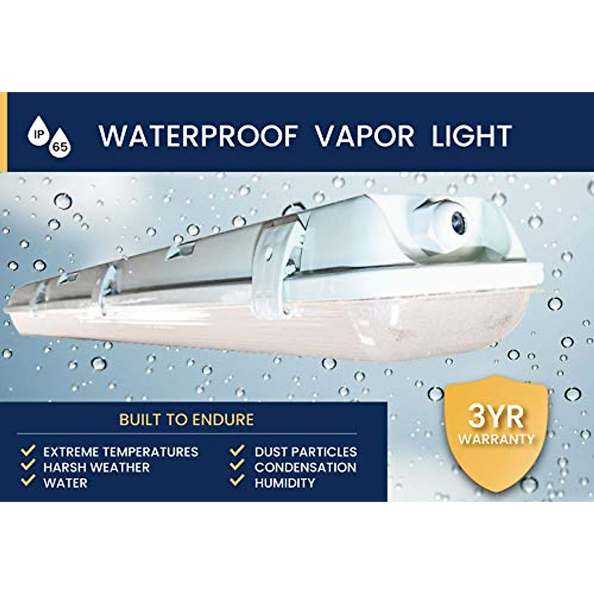 Orilis 2 Ft 36W Commercial Indoor/Outdoor Integrated Vapor Tight Waterproof Water Resistant Anti-Fogging LED Fixture - 4500K - 3,600 Lumens