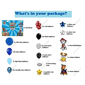 Paw Dog Birthday Party Decorations, Paw Theme Party Supplies Set for Girl’s/Boy’s with Balloons Garland kit, Dog Patrol Backdrop, Dog Foil Balloons (B)