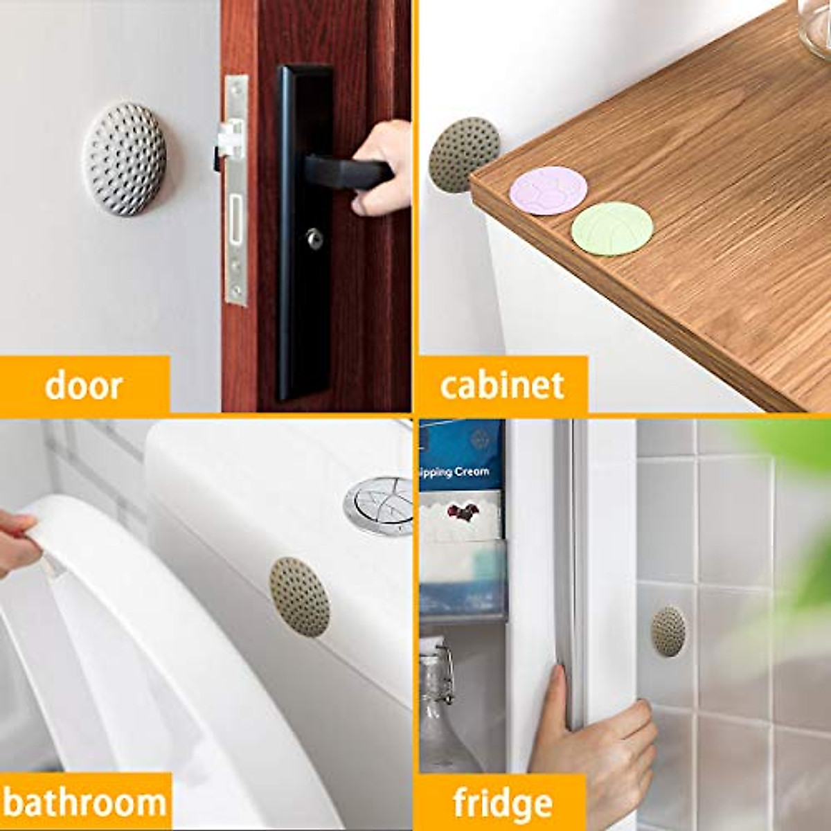Door Stopper Wall(6 Pack,Grey),Wall Protector from Door Knobs Rubber,2 inch Door Stopper Wall Protector,Self-Adhesive Wall Protector for Door,Chair,Fridge,Cupboards,Bathroom,Windows.