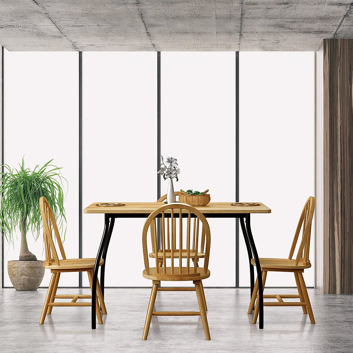 Giantex Wood Dining Chairs Set of 2, Windsor Chairs with Solid Wood Legs, High Spindle Back, H-Shaped Crossbars, Vintage Country Farmhouse Style Wooden Side Chairs