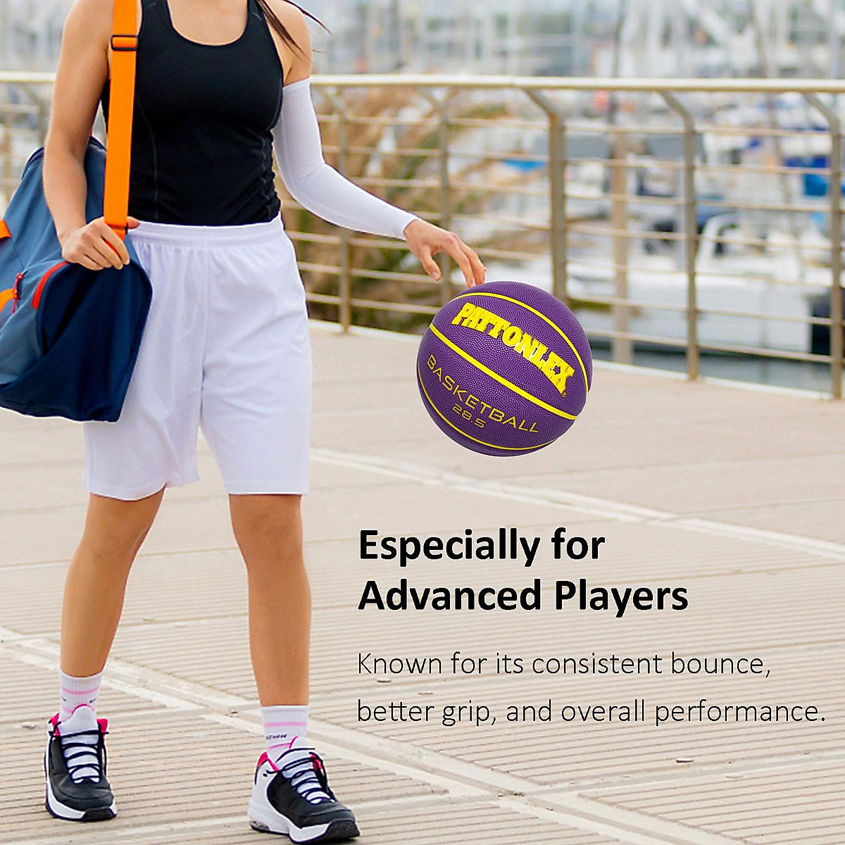 PATTONLEX Basketball Womens Size 6 28.5 Girls Basketball Ball Composite Leather Cover for Indoor Outdoor Basketball Game Or Traning （Purple）