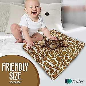 LIBLER Giraffe Baby Security Blanket, Loveys for Babies 15 inches, Plush Baby Blanket, Animal Baby Blanket, Animal Blankets for Babies, Security Blankets for Babies, Baby Blankets Unisex