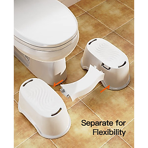 Pipishell Toilet Stool, 7” Bathroom Stool for Toilet, Detachable Toilet Potty Step Stool for Adults and Kids, Ergonomic Toilet Footstool with Non-Slip Pad, PITS01