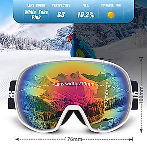 Snowledge Ski Goggles Snowboard Snow Goggles for Men Women OTG Snowboard Goggles with 100% UV Protection Anti-Fog Dual Lens Skiing Goggles Helmet Compatible