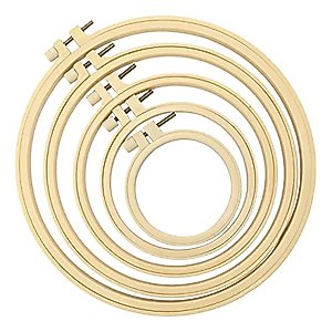 VITKSTAR Embroidery Hoop 5pieces 3 inch to 8 inch Plastic Embroidery Hoop Set Circle Cross Stitch Hoop for Embroidery and Cross Stitch (Multicolour) (Multicolour) (Light Yellow)
