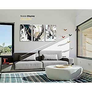 GIFTTWART Wall Art Bedroom Black and White Canvas Artwork for Walls Modern Abstract Graffiti Gold Wall Decor Home Decorations for Living Room Dining Room Office 36x16in