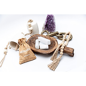 SAMSARI 2 Pcs Natural Raw Selenite Stones with Carry-On Crafted Fabric Bag for Wicca, Reiki & Crystal Healing