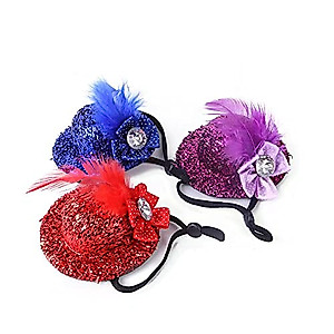 Chicken Hats for Hens Tiny Pets, Chicken Bird Accessories Feather Top Hat with Adjustable Elastic Strap Rooster Duck Parrot Poultry Show Costume (Violet)