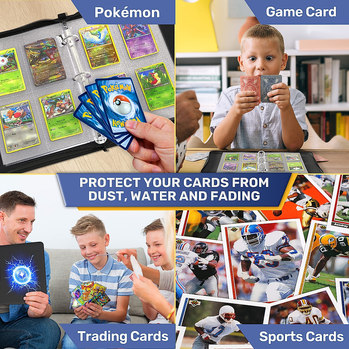 Tequilafy Pocket Trading Card Binder Compatible with Pokemon, Carrying Case Album, Cards Protector for TCG, MTG, YuGiOh, Sport Cards Holder Up to 400 Cards