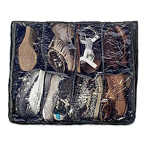 DII Breathable Closet Shoe Soft Storage Bag, Black Linen, 8 Shoe Storage