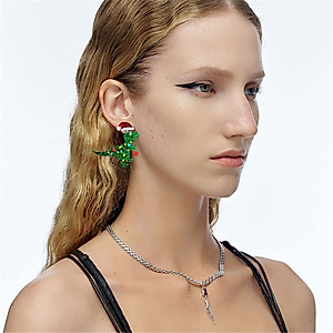 ONLYJUMP Acrylic Christmas Earrings for Women Cut Acrylic Animals Earrings Christmas Tree Green Caterpillar Sheep Dinosaur Earrings Funny Jewelry (Red Hat Dinosaur A)