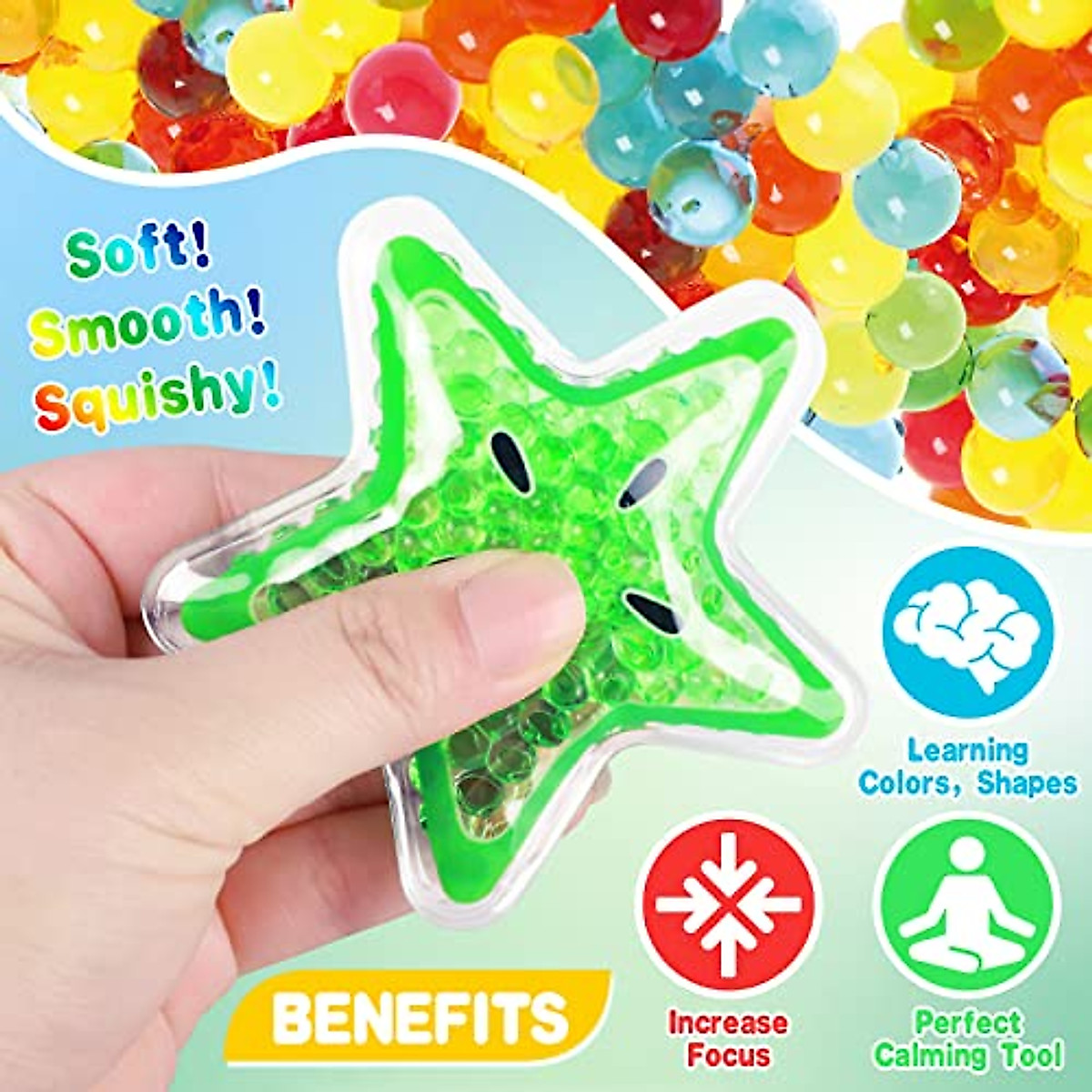 Easter Basket Stocking Stuffers Water Beads Sensory Toys for Kids - Fruit Bean Bags Stress Relief Sensory Toys for Autistic Children, Classroom Toy and Preschool Learning Activity, Calming Toys
