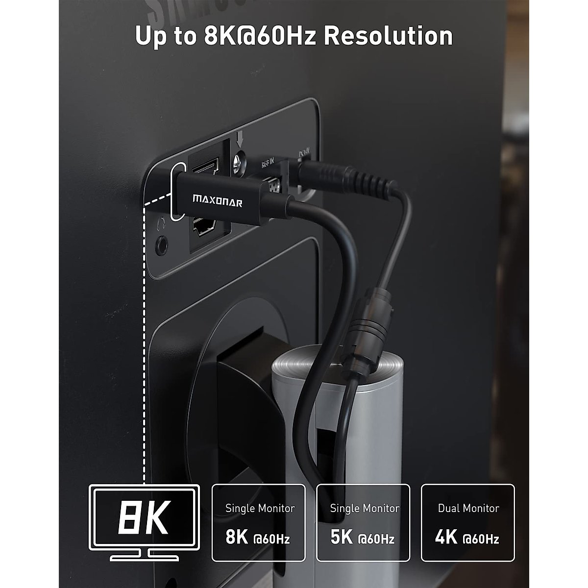 Maxonar [6.6Ft] Thunderbolt 4 Cable Intel Certified, Active Thunderbolt 4 Cable 40Gbps with 8K Display and 100W Charging Compatible with Thunderbolt 4, Thunderbolt 3, USB C, and USB4