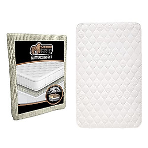 Gorilla Grip Mattress Grip Pad and Incontinence Pad, Mattress Gripper Size Twin, Incontinence Pad Size 52x44 in White, 2 Item Bundle