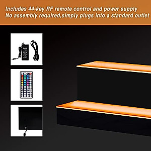 MESAILUP LED Lighted Liquor Bottle Display 24Inch 3 Step Illuminated Bottle Shelf 3 Tier Home Bar Drinks Commercial Lighting Shelves with Remote Control