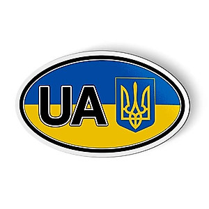 Ukraine Flag Oval - Magnet for Car Fridge Locker - 5.5"
