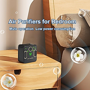 KLVEU Ionizer Odor Eliminator Machine, Air Ionizer Purifier for home Portable and Quiet Ion Air Purifier for Bedroom Toilet Kitchen Pets Smoke and Car(1PCS), small, black-1, CYJ-3IN1