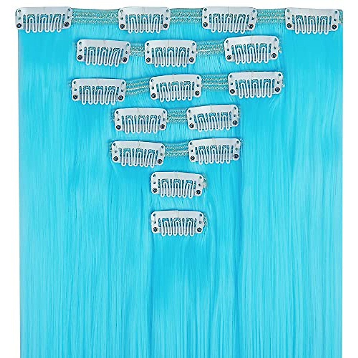 OMGREAT 23 Inch 7Pcs 16Clips Clip in Hair Extensions for Women Beauty Long Straight Thick Hair Extensions Ash Blonde