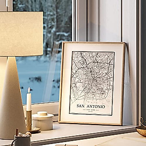 Dear Mapper San Antonio United States View Abstract Road Modern Map Art Minimalist Painting Black and White Canvas Line Art Print Poster Art Line Paintings Home Decor (Set of 3 Unframed) (12x16inch)