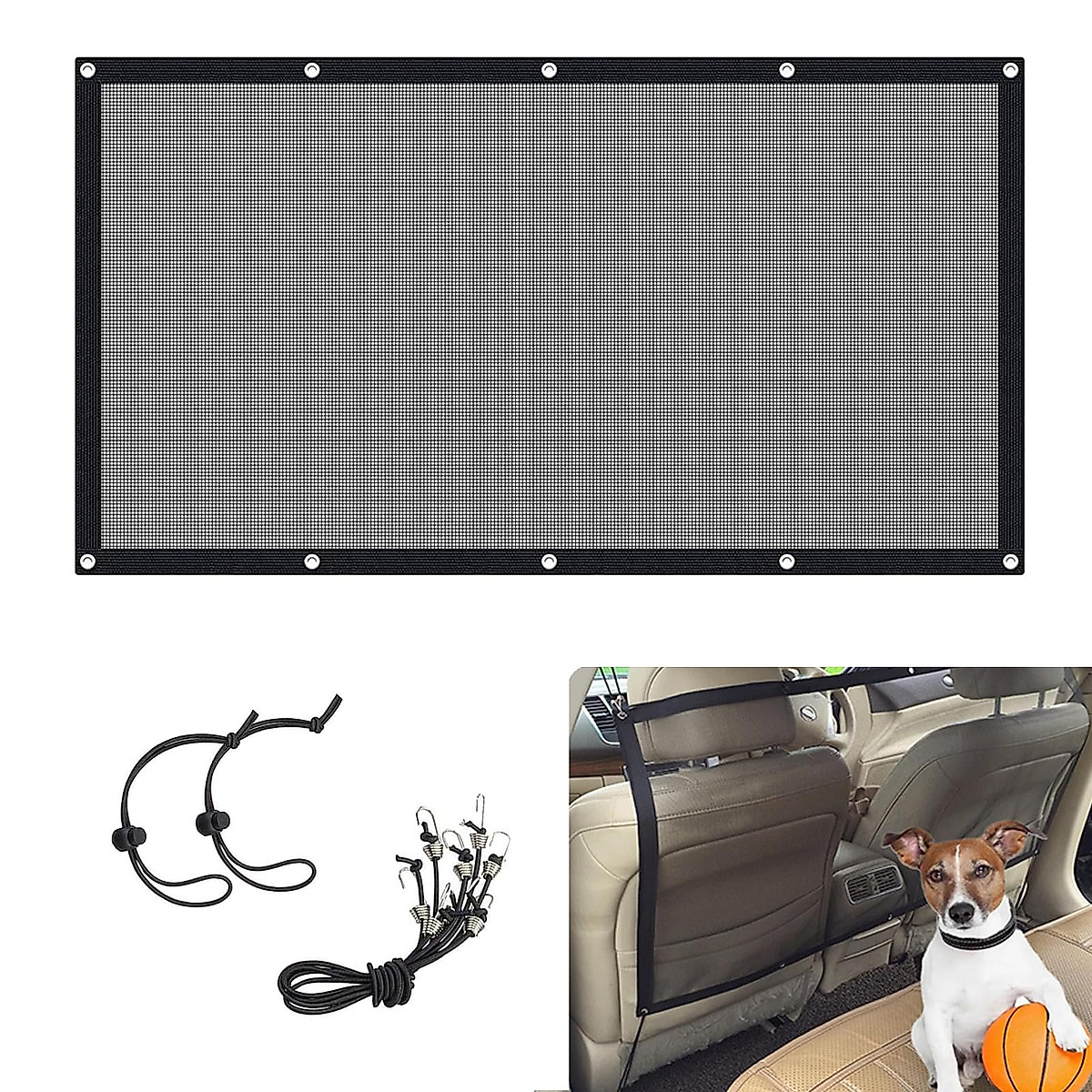 UGSHY 1 PC Car Divider Net Pet Barrier Backseat Mesh, Obstacle Isolation Net Car Safety Mesh, Car Pet Protection Net, Fit for Most Cars (Black)