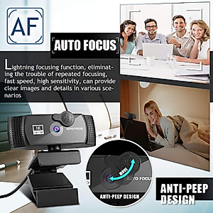 RERBO Camera and Microphone for Desktop Computer, AutoFocus 1080p Webcam with Tripod Stand and Privacy Cover FHD USB Web Camera for Video Conferencing Webcast 120-degree Wide Angle