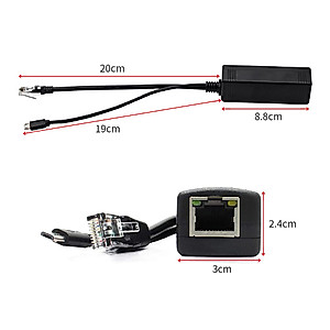 PoE Splitter Micro USB 5V ，for Tablets, Dropcam or Raspberry Pi, IPC, IP Video Camera, The IEEE 802.3af-Compliant 5V PoE Active Splitter Adapter, 48V to 5V (Pack of 2)