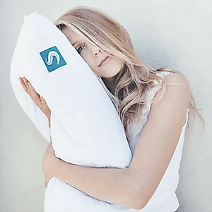 Sleepgram Bed Support Adjustable Hypoallergenic Cool Sleeping Loft Soft Pillow with Removeable Microfiber Cover, Queen Size, White