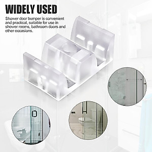 4pcs Shower Door Bumpers, Anti-Collision Block Glass Shower Door Stopper for Sliding Doors Shower Room Glass Shower Door Bottom Guide Assembly