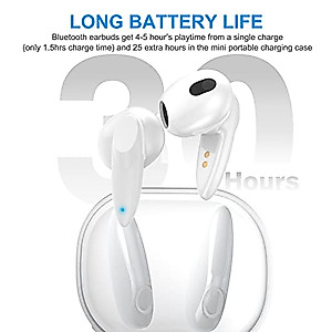 Wireless Earbuds Bluetooth Headphone for iPhone 14 Pro Max 13 12 11 XR, Bluetooth 5.1 Touch Control Lightweight Stereo Headphones Built-in Mic USB C Earphone for Sumsung Galaxy S23 S22 S21 iPad White