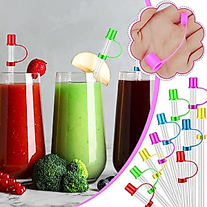 60 Pieces Colorful Drinking Straw Caps Reusable Plastic Drinking Straw Plugs Straw Cover Straw Tips Lids for Straws in 6 Colors (Basic Colors, 9.5 mm)