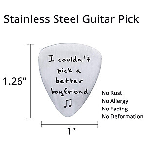 Boyfriend Birthday Valentine's Day Gift Ideas from Girlfriend - I Couldn't Pick A Better Boyfriend Guitar Pick, Personalized Gifts for Musician Man Wedding Anniversary