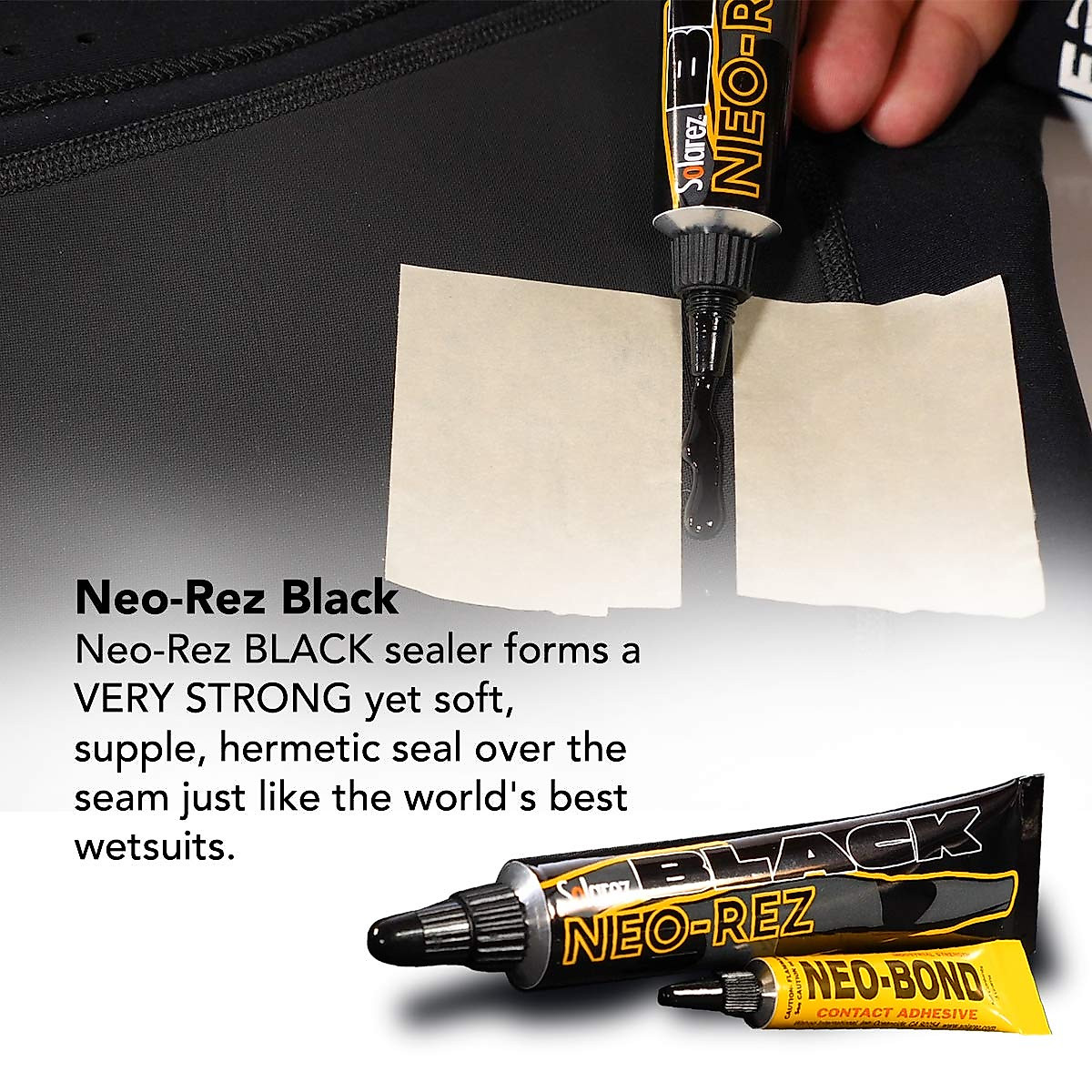 SOLAREZ Neo-Rez Black - New! Wetsuit Repair & Filler ~ Fix, Repair, Fill and Seal Neoprene Wetsuits or Hip Waders Instantly! One and Only #1 Solar UV Cure Wetsuit Fill & Repair! ~ Made in The USA!…